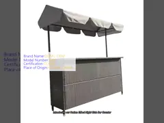 Rattan Effect Night Club Bar Counter Tiki Outdoor Rattan Bar Furniture With Roof Garden Rattan Table Bar Table Canopy
