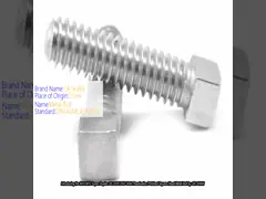 China M10 M12 SUPER DUPLEX SS 2205 2507 904L  Passivation Polished Square Head Metal Bolt for sale