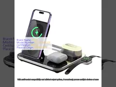 China 9V 2A 4 In 1 Wireless Charging Stand With RGB Nightlight for sale