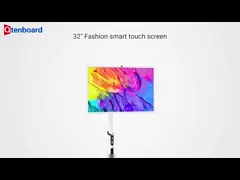 China 32Inch Touch Screen Stand Mobile Display Portable TV Tablet With Wheels for sale