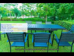 9 Pieces Black Plastic Wood Modern Outdoor Garden Furniture Table Set 8-10 Seater Extendable Patio Dining Table Chairs