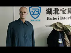 China Customizable Fabric Standard Blue Uniform Jacket With 2 Pockets Winter Waterproof Breathable Polyester Military Jacket for sale