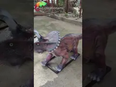 Outdoor Playground Fiberglass Animatronic Dinosaur Triceratops Water Repellent