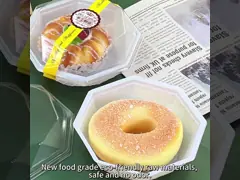 中国 オーダーメイドの八角形PET白色プラスチック製 熱形チーズプッディングティラミシューケーキ容器 蓋付き 販売のため