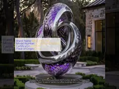Customized Factory 304 Finishes 3D Mirror Polished 316L Stainless Steel Sculpture For Sale In Office Building