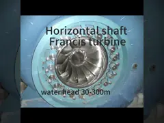 Turbina hidráulica de Francisco del fulcro de la eficacia alta cuatro 1200 kilovatios con el acoplamiento de eje horizontal