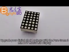 Pantalla LED de color verde puro de 3 mm 5 x 7 puntos para indicador de reloj digital de zona horaria