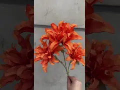 China Wedding simulation flower, three head purple orchid, wedding hall flower, home decoration, silk flower, photography, decoration, bouquet for sale