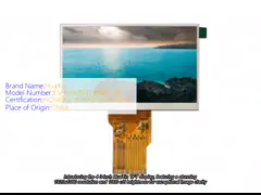 Pantalla TFT de 4.3 pulgadas de alta resolución y alto brillo, 1920×1080 puntos, 50 pines, interfaz LVDS, 1000 cd/m²