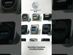 China Ip65 Waterproof USB Connector Panel Mount Double Port 4 Pin Data Cable Connector for sale