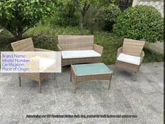 UV Resistant Rattan Sofa Waterproof Design Indoor Outdoor Sofa Table Chair Dining Desk Ottoman Furniture Set