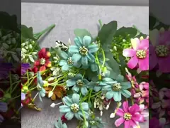 China Simulated 15 head coating happy chrysanthemum small handle bundle silk flower home hotel wedding photography decoration small chrysanthemum for sale