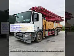 China Used Concrete Pump Truck Original 2019 SANY 37m Small Concrete Pump Truck for sale