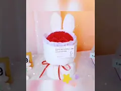 China Qixi Festival flower arrangement bouquet, Mother's Day gift, cute rabbit ears, artificial flowers, soap, flower bouquet finished product for sale