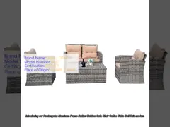 Rectangular Aluminum Frame Rattan Outdoor Sofa Chair Coffee Table Set UV Weather Resistant High Quality Furniture