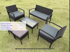 4 Or 6 Pieces Rattan Furniture Sets Outdoor Table And Chair ottoman stool Set Balcony Furniture Sets