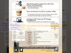 중국 고용량 기어 펌프 80kg 용량 자정 시스템과 함께 상업 커피 판매 기계 판매용