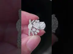 CH Customization Lab Grown Diamond Rings Pear Crown Diamond Ring 18K Engagement Ring