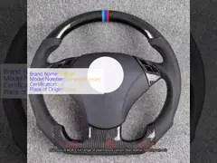 B-M-W's full range of peachwood carbon fiber leather steering wheels