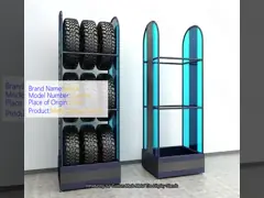 China Custom Silksreen Logo Metal Display Stands Trade Show Tire Storage Rack for sale