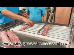 중국 6개의 칼날이 있는 뼈 있는 돼지 안심을 자르는 다기능 육류 밴드 쏘 머신 판매용