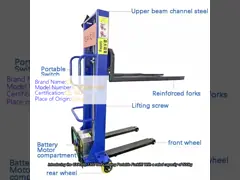 China Hydraulic Semi-Electric Portable Forklift 500kg 1000kg Capacity with 1300mm 1600mm Lifting Height for sale