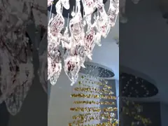 China Non-Standard Project Custom Double Hole Glass Maple Leaf Hanging Decoration Hotel Department Hall Large Soft Decoration Art Lighting for sale