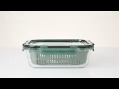 China 1800ml Rectangular Glass Food Container with Detachable Silicone Lid for sale