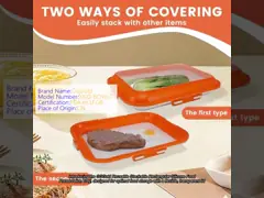Reusable Stackable Rectangular Silicone Food Preservation Tray , Food Storage Tray with stretched Lid