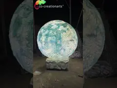 China Ethereal Lunar Sculpture: Crater-Textured Moon Statue In Dreamy Blue Gradient​ for sale