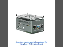 Raspberry Pi 5 Aluminium hoesje met 4010 PWM ventilator en koperen koelbakken Ondersteuning Officiële actieve koeler