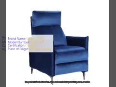 Vintage Blue Velvet Pull Out Bed Sofas Recliner Single Sofa Living Room Office