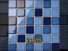 Cina Piastrelle per piscina in mosaico ceramico lucido, onda blu chiaro, per piscina in vendita