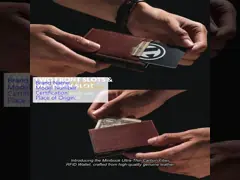 Fashion Mens Genuine Leather Slim Billfold Wallet Card Holder Ultra-Thin Carbon Fiber Rfid Wallet