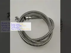 Silver Black Bathroom Custom Length Ultra-Flexible PVC Shower Hose 1.5M With And Finish