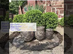 neutral beige round fiber clay planter with vertical stripe pattern lightweight durable low-maintainence flower pot holiday Villa hotel shopping mall office decoration garden landscaping project