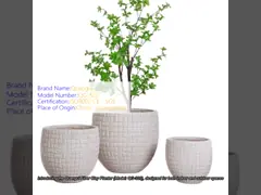 neutral beige round fiber clay planter with natural honeycomb pattern lightweight durable low-maintainence flower pot holiday Villa hotel shopping mall office decoration garden landscaping project