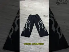 Oem Hoodie Custom Contract Stitch Embroidery Patch logo Acid Washed Sweat Pants Flare Baggy Loose Fi