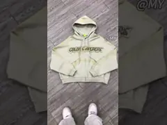 Custom Logo Applique Embroidery Distress Zip up 100 Cotton Hoodie French Terry Hoodie High Quality H