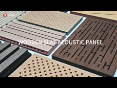 Customized Aesthetics Acoustic Slat Wood Wall Panels Melamine Finish 600x2400mm