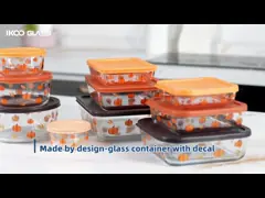 China High borosilicate glass food container with customizable lid color and design available in rectangular square and round shapes for sale