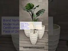 contemporary look white angular geometric shapes round fiber clay planter lightweight durable low-maintainence flower pot holiday Villa office decoration garden landscaping project