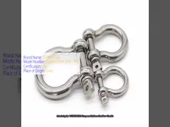 China European Stainless Steel Bow Shackle with Screw Pin for Rigging and Lifting - 1/2" to 1" Sizes Available for sale