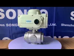 220V Ac Quarter Turn Electric Actuator 8Nm 1inch NPT Thread 3 Way L Type Motorized Brass Ball Valve