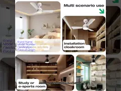 28 Inch Smart Ceiling Fan with Lighting, Remote Control & Timer Function, Suitable for Dining Room