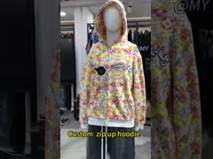 China OEM Hoodie Custom Contract Stitch All Over Dtg Ptrint Hoodie Chenille Embroidery Patch Oversized Full Face Zip Up Hoodie Men for sale