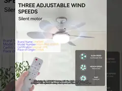 Modern LED Fan Light E27 Remote Control 3 Colors Changeable Strong Wind Speed 52CM 32W AC85-265V Ceiling Fan Light for Bedroom