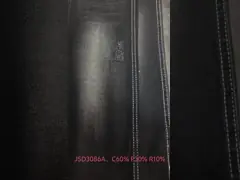 China 9.6oz Cotton Polyester Rayon BLACK/BLACK Denim Fabric With 10x10 Construction for sale