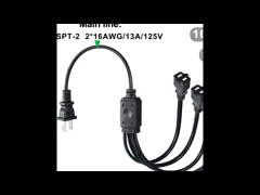 China NEMA 5-15P 3x5-15R Y Splitter Power Cord 3FT 16AWG Rubber Jacket for sale