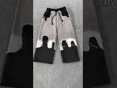 China OEM Custom Mens Sweatpants Hip Pop Oversized Vintage Distressed Streetwear Cotton French Terry Color Blocked Sweat Pants Joggers for sale